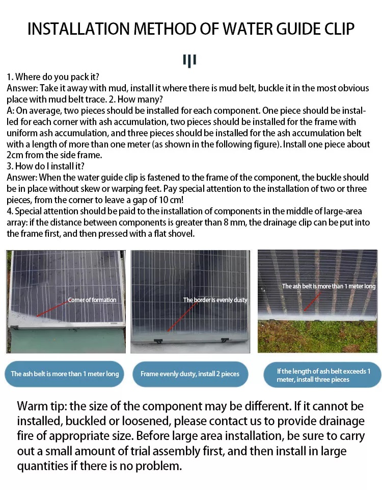 Solar Panel Water Guide Clips